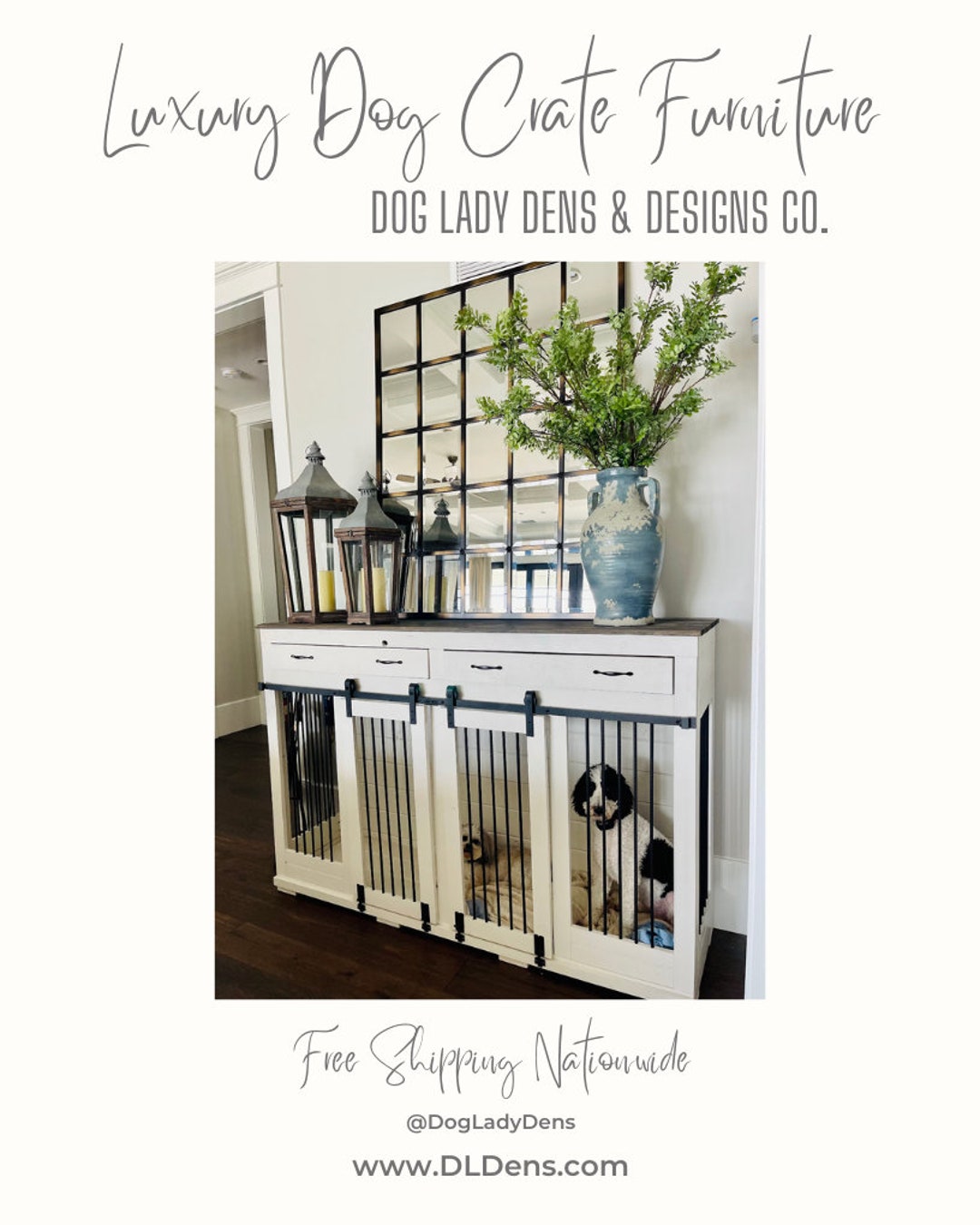 Luxury Dog Crate Furniture / Adjustable Wood Dog Crates / DIY Plans ...