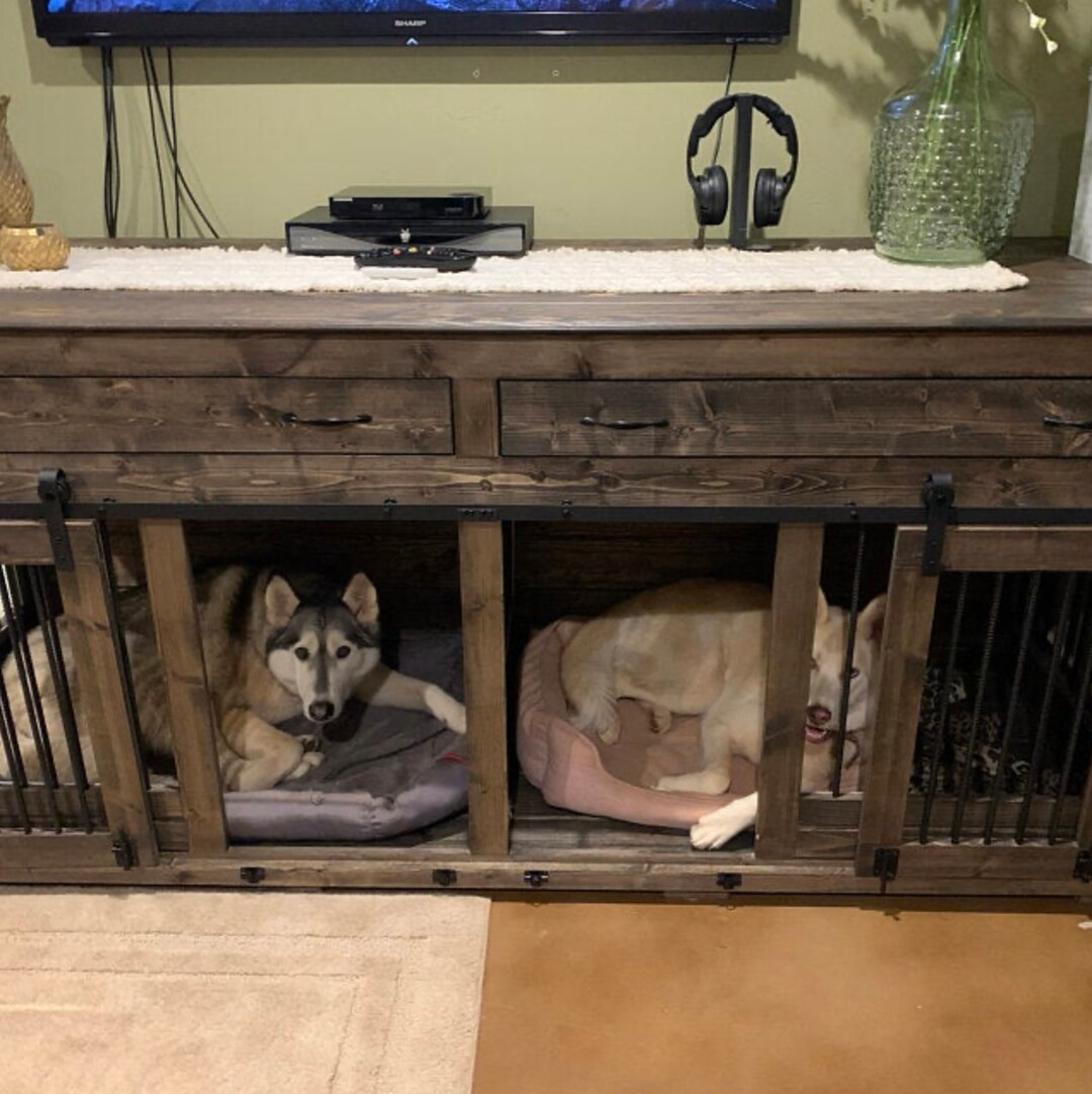 Luxury Dog Crate Furniture / Adjustable Wood Dog Crates / DIY Plans ...