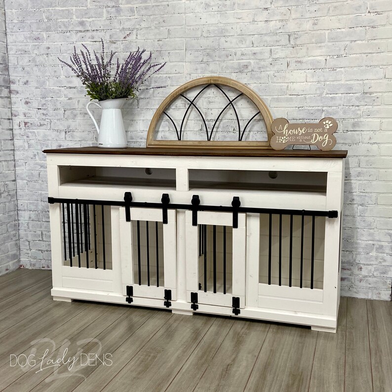 Double Den W/sliding Barn Doors & Storage Shelf - Etsy