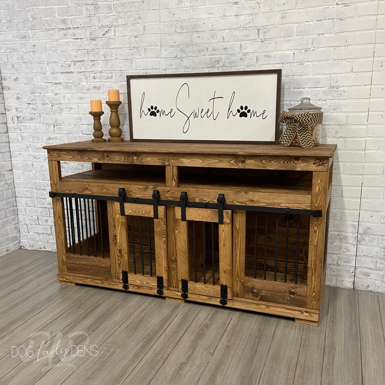 Double Den W/sliding Barn Doors & Storage Shelf - Etsy