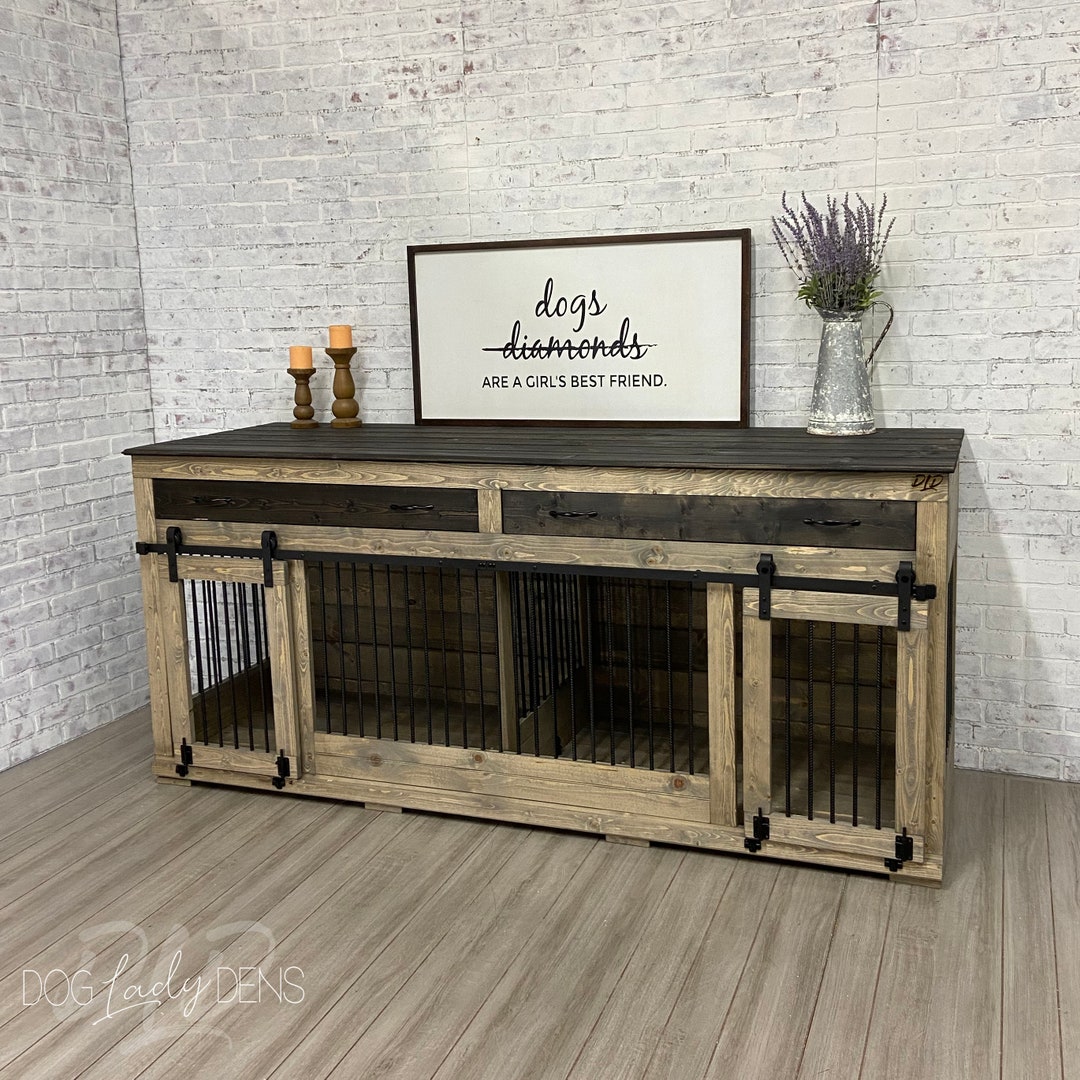 Luxury Dog Crate Furniture / Adjustable Wood Dog Crates / DIY Plans ...