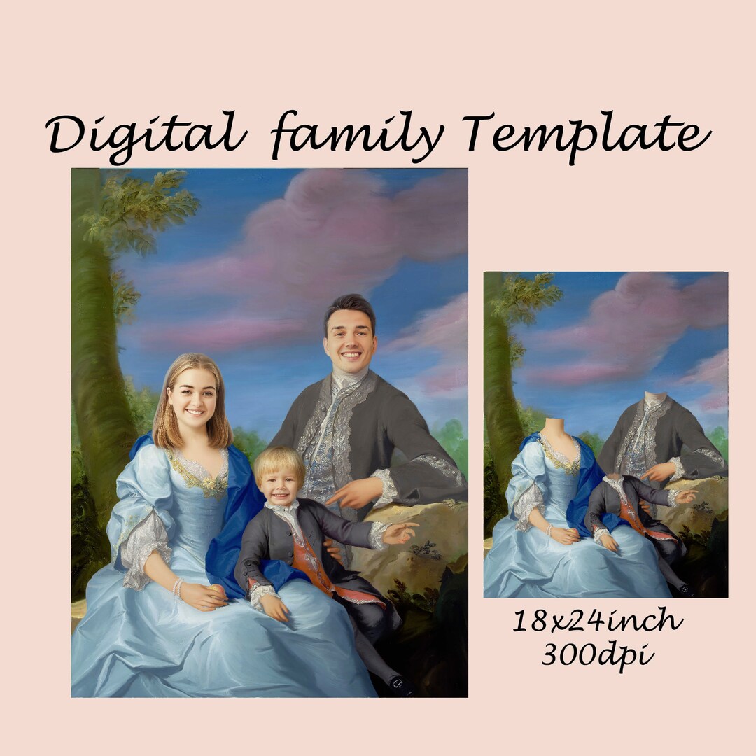 Royal Family Portrait Template: Couple With Son (JPG Digital Download ...