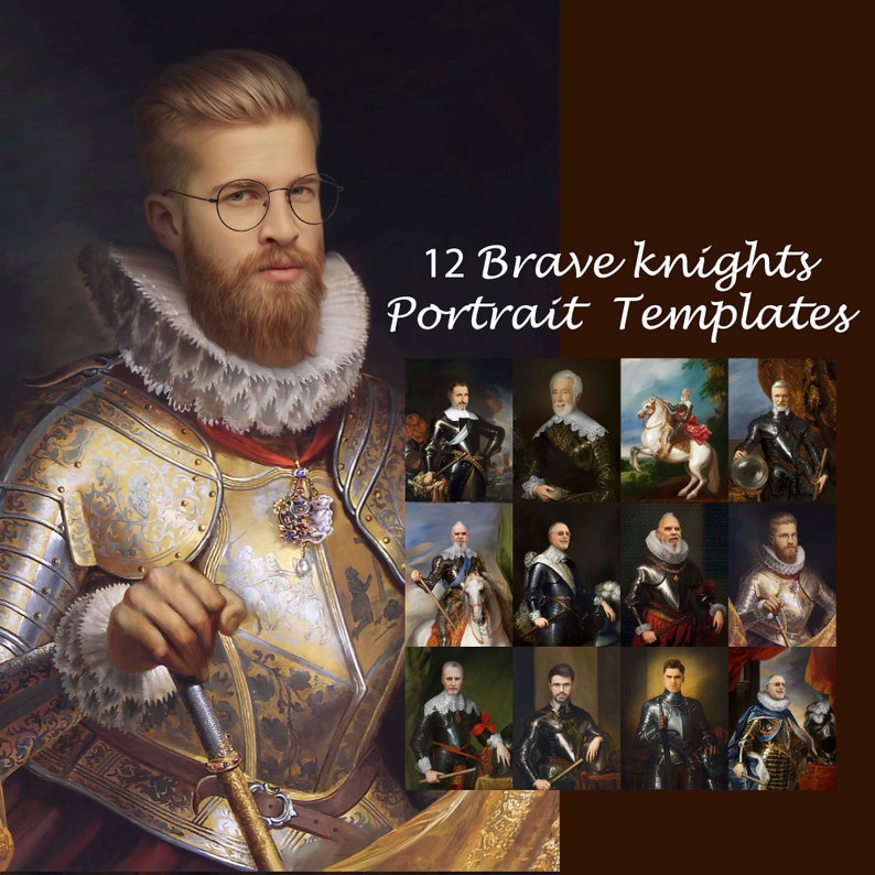 Royal Portrait Templates, Knight Costume Backdrops, Medieval ...