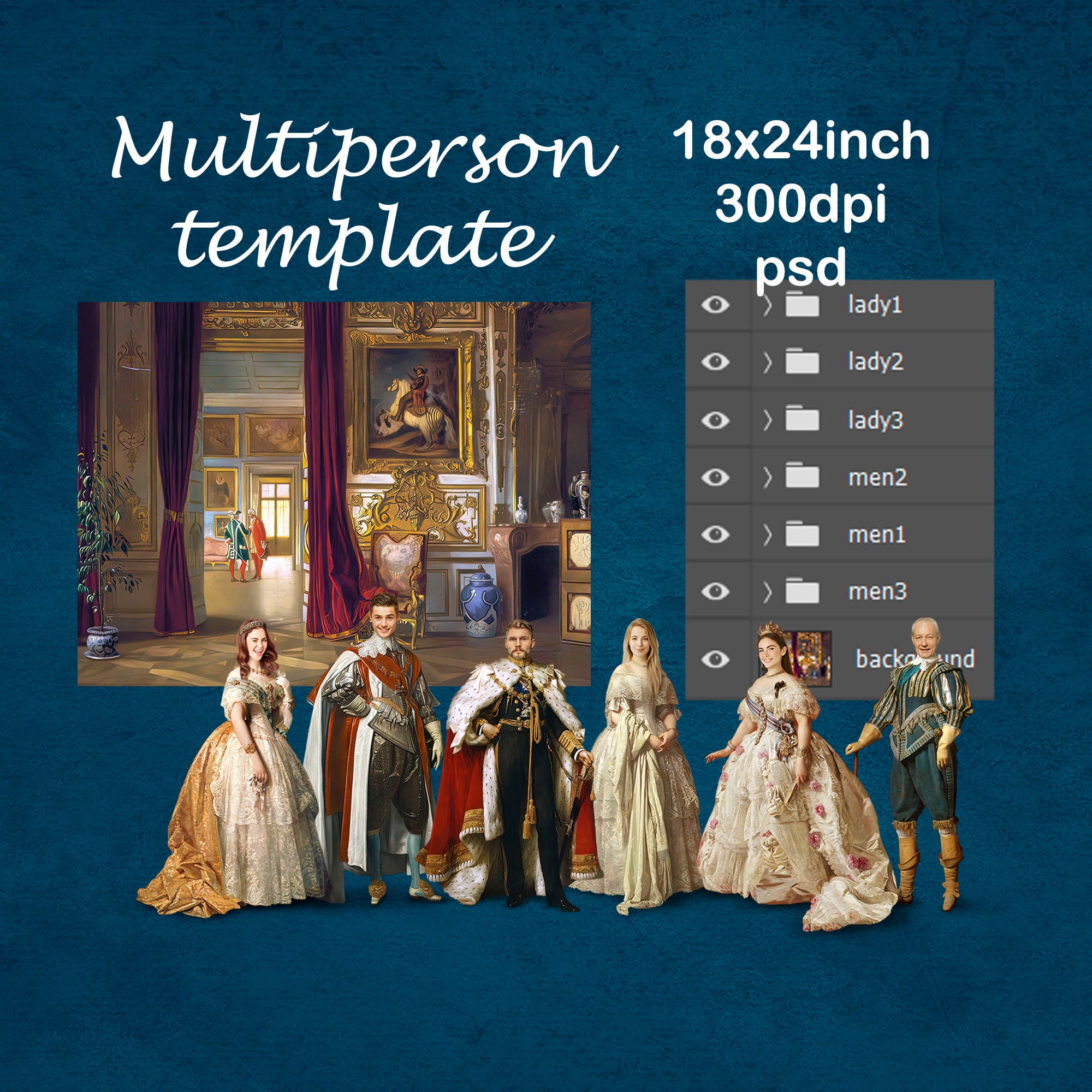 Royal Family Portrait Template: Layered Photoshop PSD - Etsy