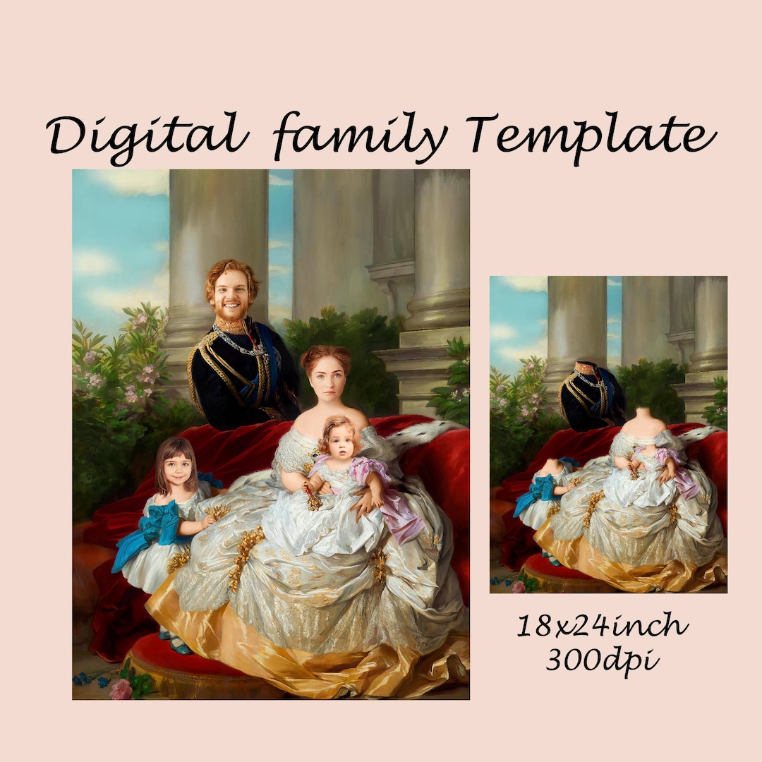 Royal Family Portrait Template, Family Backdrop Costumes, Photoshop ...