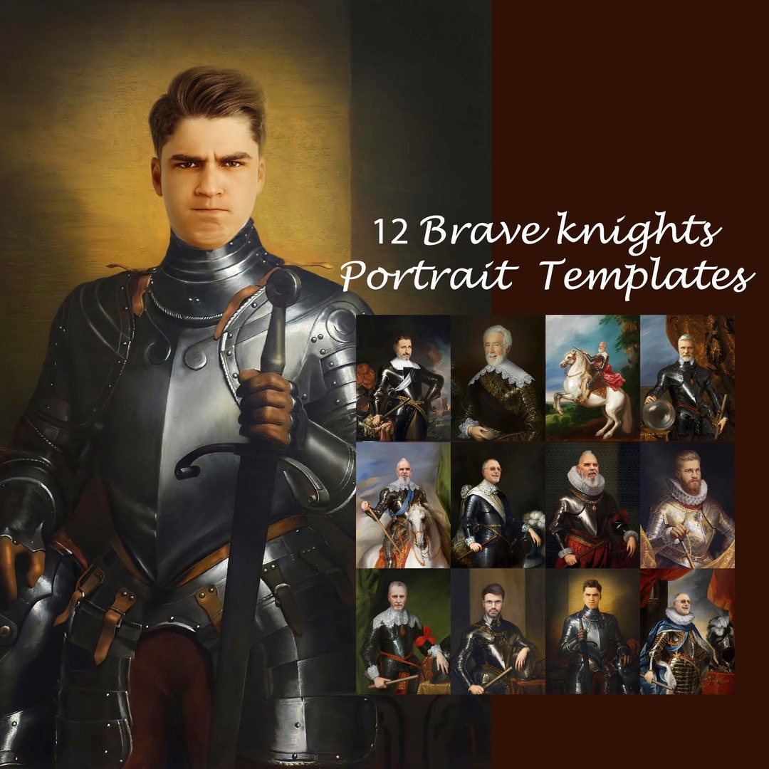 BUNDLE -12- Knight Portrait Templates, Royal Male Portrait, Backdrop ...