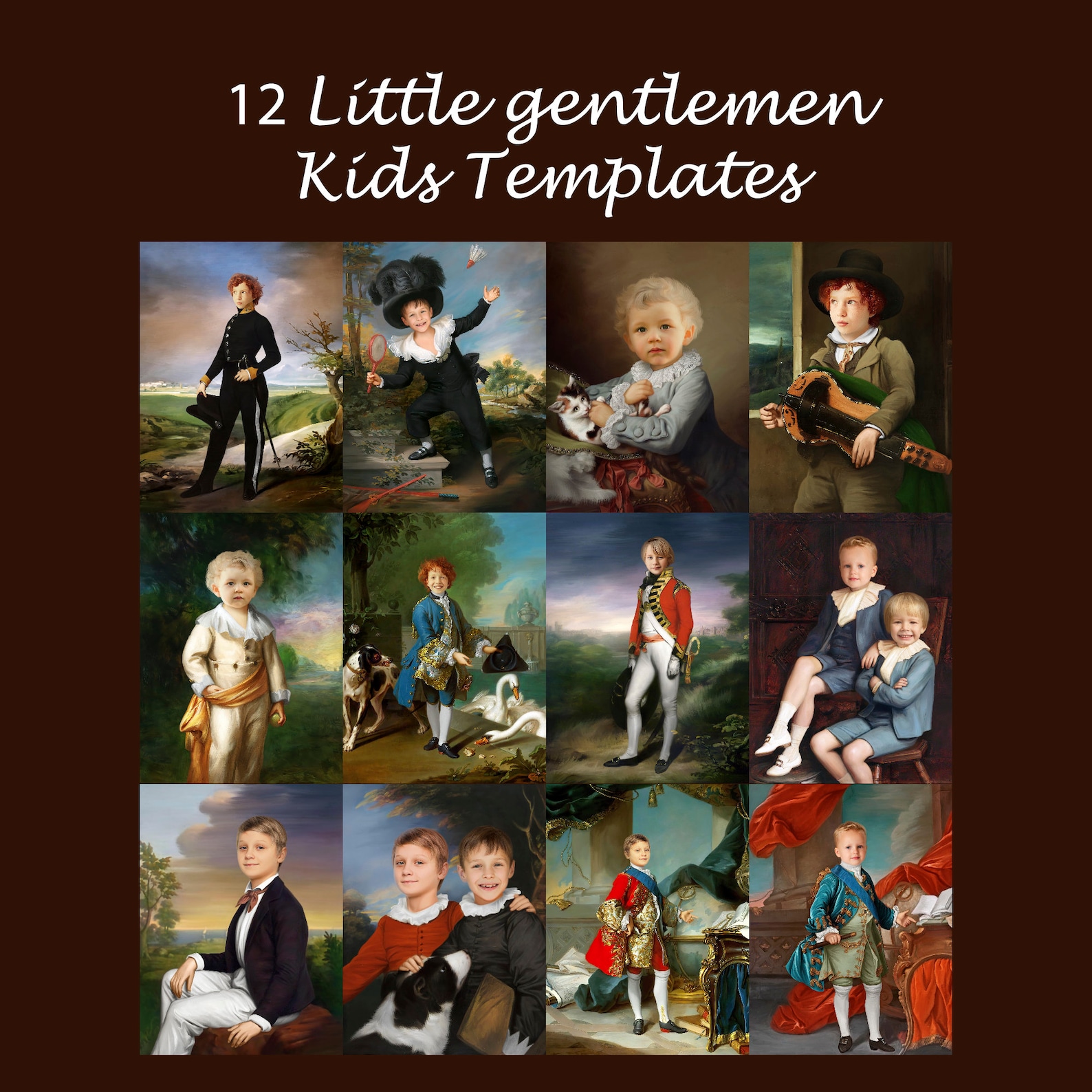 BUNDLE -12- Prince Portrait Templates Child Vintage Gentleman Costume ...