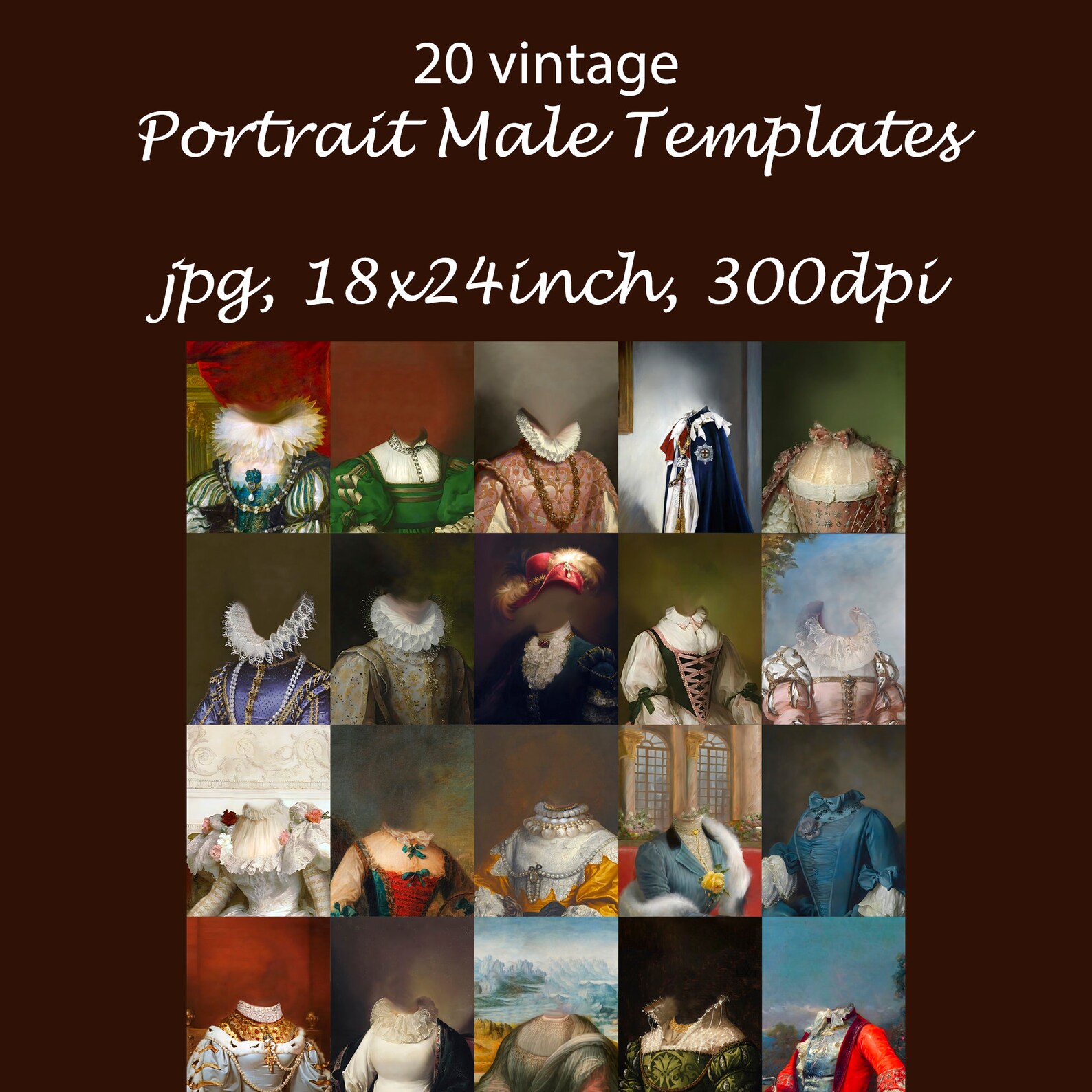 Pet Portrait Templates Classic Artists Royal Pet Style, Female Animal ...