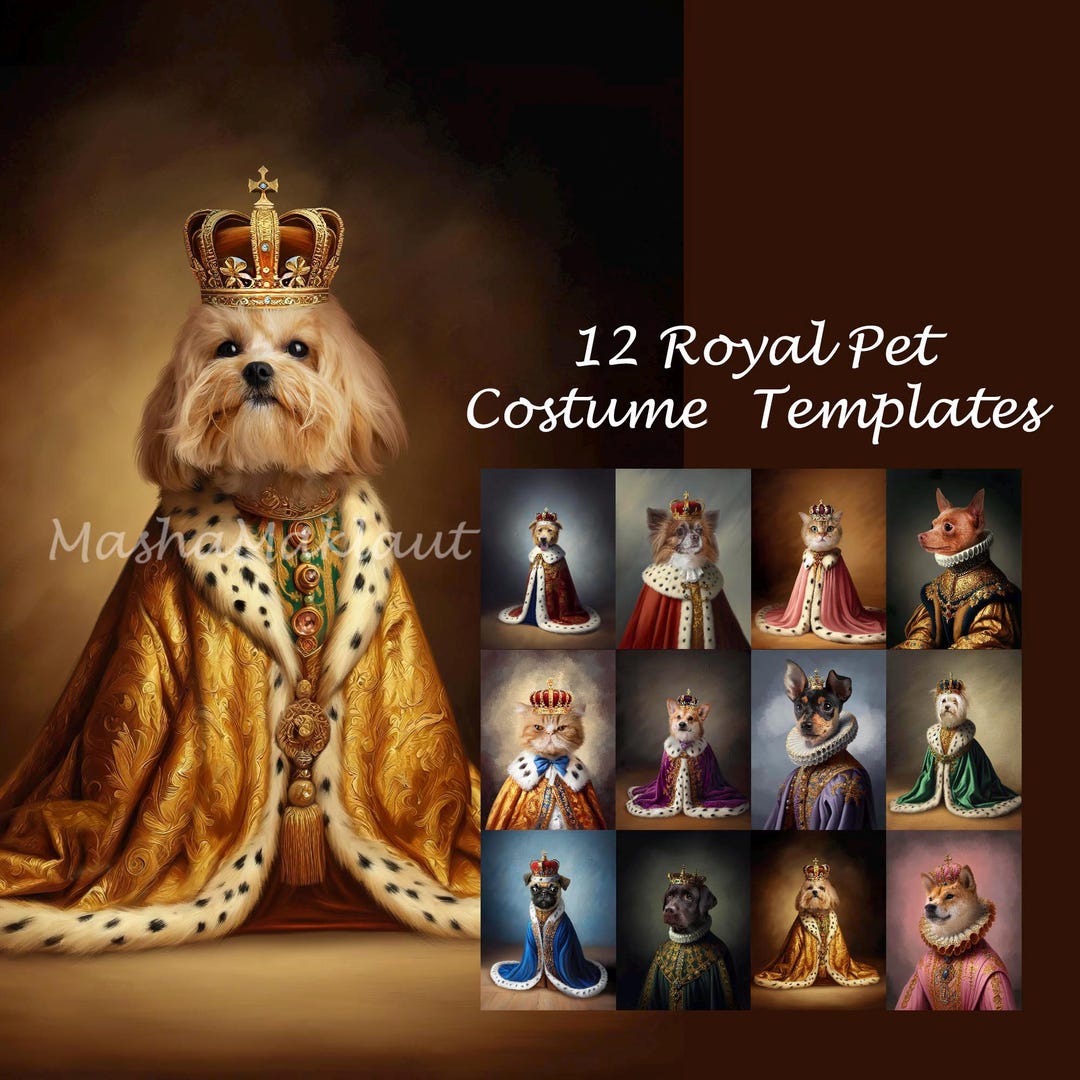 Royal Pet Portrait Templates: Vintage Costume Digital Backgrounds (JPG ...