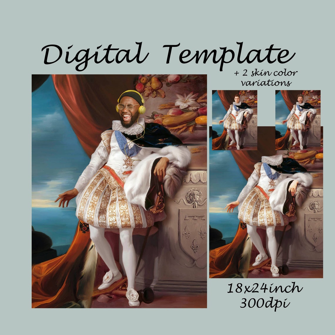 Royal Portrait Template: King Prince Costume, Photoshop Backdrop (JPG ...
