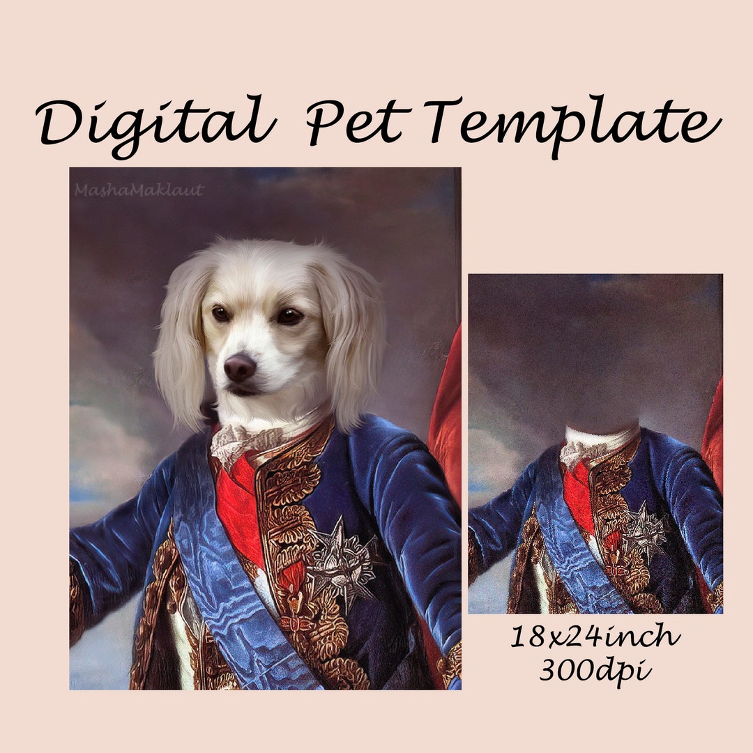 Royal Pet Portrait Template, Napoleon Backdrop Costume, Vintage Animal ...