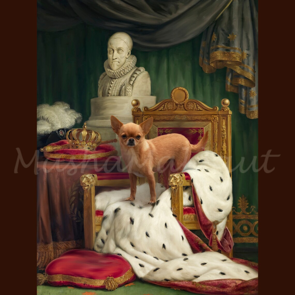 Animal Throne Pet Photo Backdrop, Royal Pet Portrait Template Photoshop ...