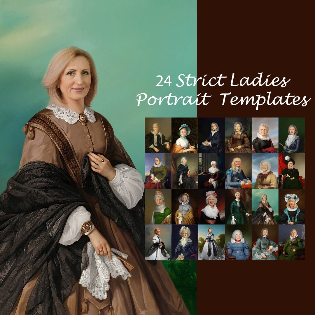 Royal Grandma Portrait Templates: Vintage Oil Painting Backgrounds (JPG ...