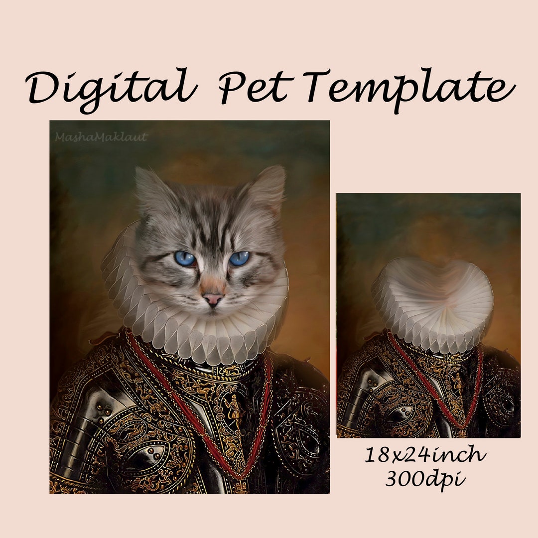 Renaissance Knight Pet Portrait Template: Vintage Style (JPG) - Etsy
