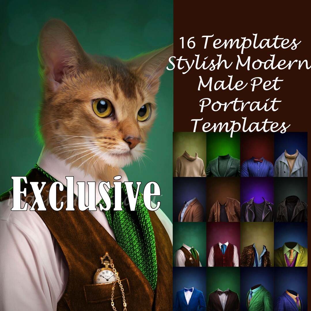 BUNDLE -16- Pet Portrait Templates, Royal Animal Portrait, Modern ...