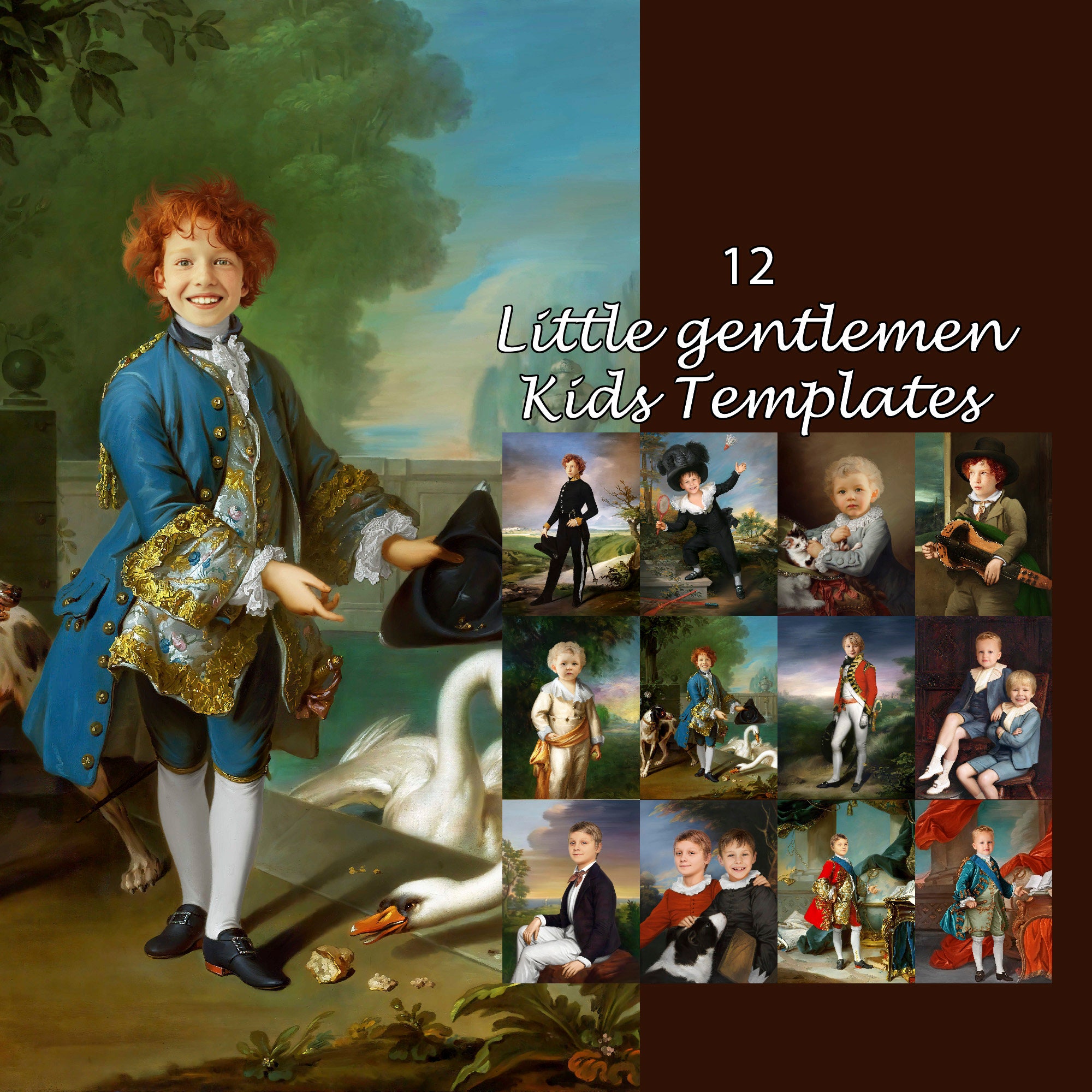 BUNDLE -12- Prince Portrait Templates Child Vintage Gentleman Costume ...