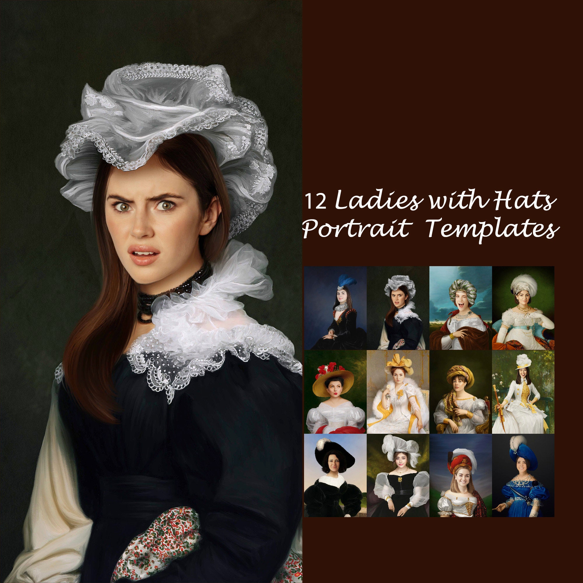 Royal Lady Portrait Templates: Vintage Photoshop Backgrounds (JPG) - Etsy