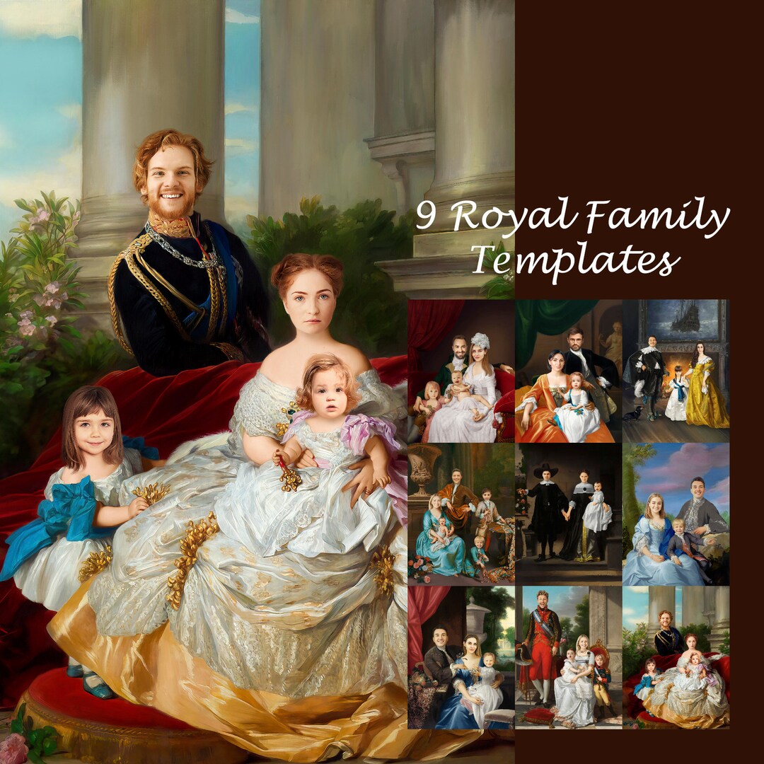 BUNDLE -9- Royal Family Portrait Templates, Vintage Aristocratic Family ...