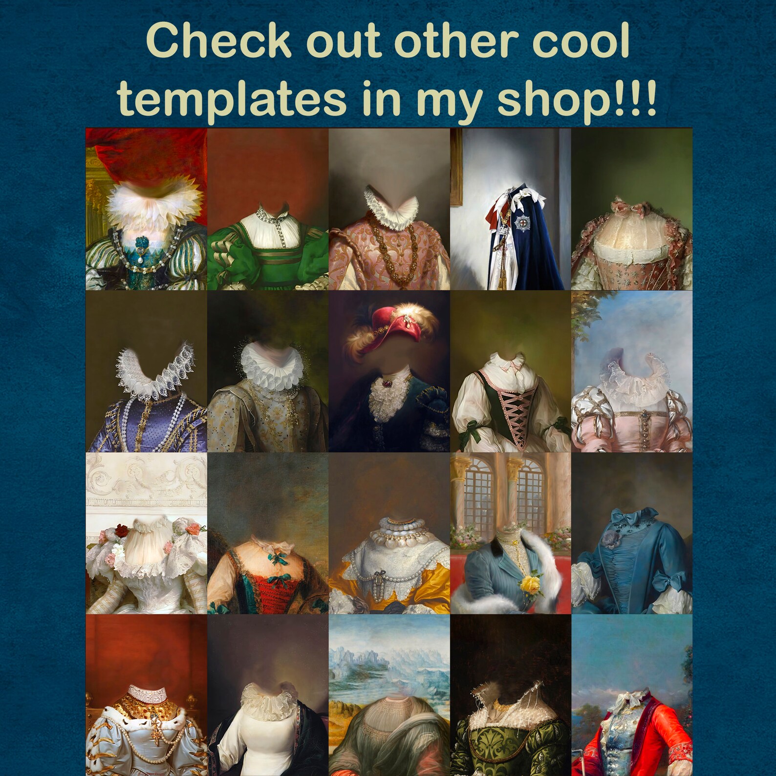 Royal Animal & Human Portrait Couple Costume Pet Portrait Template - Etsy