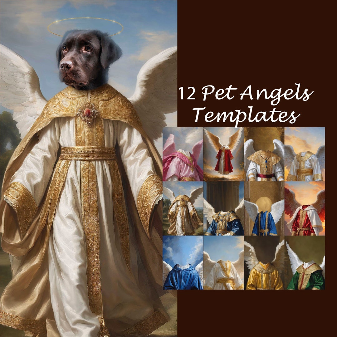 BUNDLE -12- Angel Pet Portrait Templates, Archangel Animal, Saint Pet ...