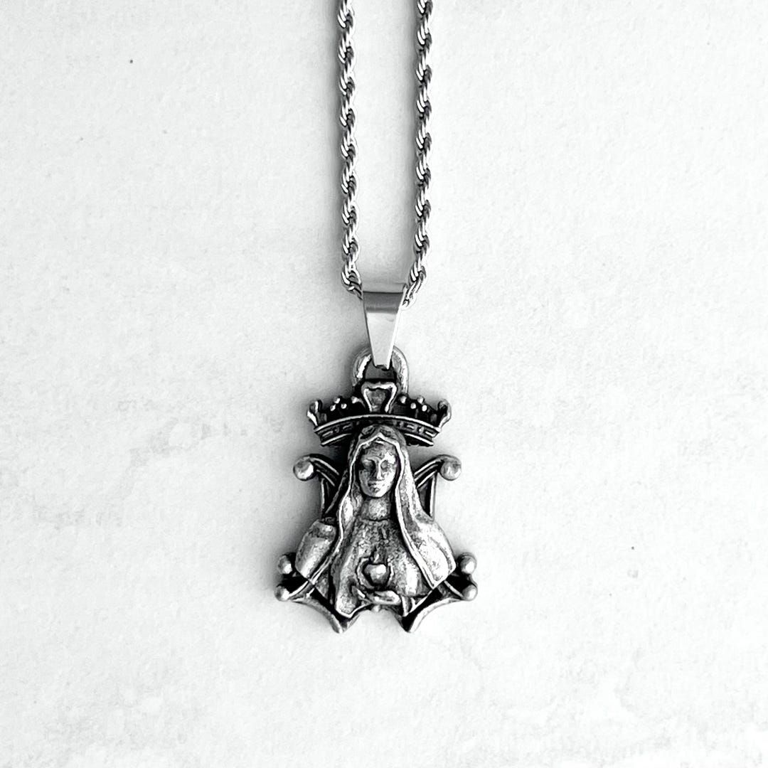 Virgin Mary Necklace Our Blessed Mother Pendant Necklace Our Lady of ...