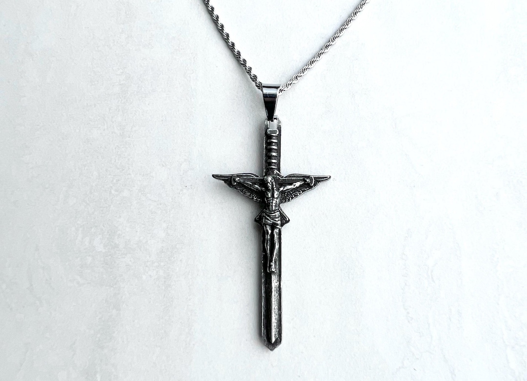 Crucifix Necklace Sword of the Spirit Catholic Cross Necklace Custom ...