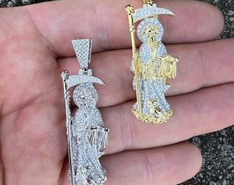 Grim Reaper Diamond Pendant - Etsy