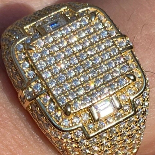 Super Iced Out Men's Custom Square Pinky Ring Simulated - Etsy