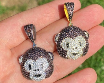 Emoji Face Iced Out Pendant - Etsy