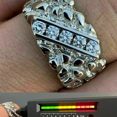 Men's Iced Out Moissanite Round Hip Hop Cluster Pinky Ring - Etsy