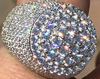 Men's Iced Out Moissanite Square Hip Hop Rapper Pinky Ring | Etsy