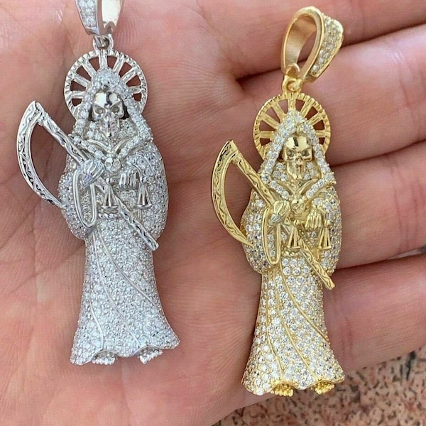 14k Gold Grim Reaper Pendant - Etsy