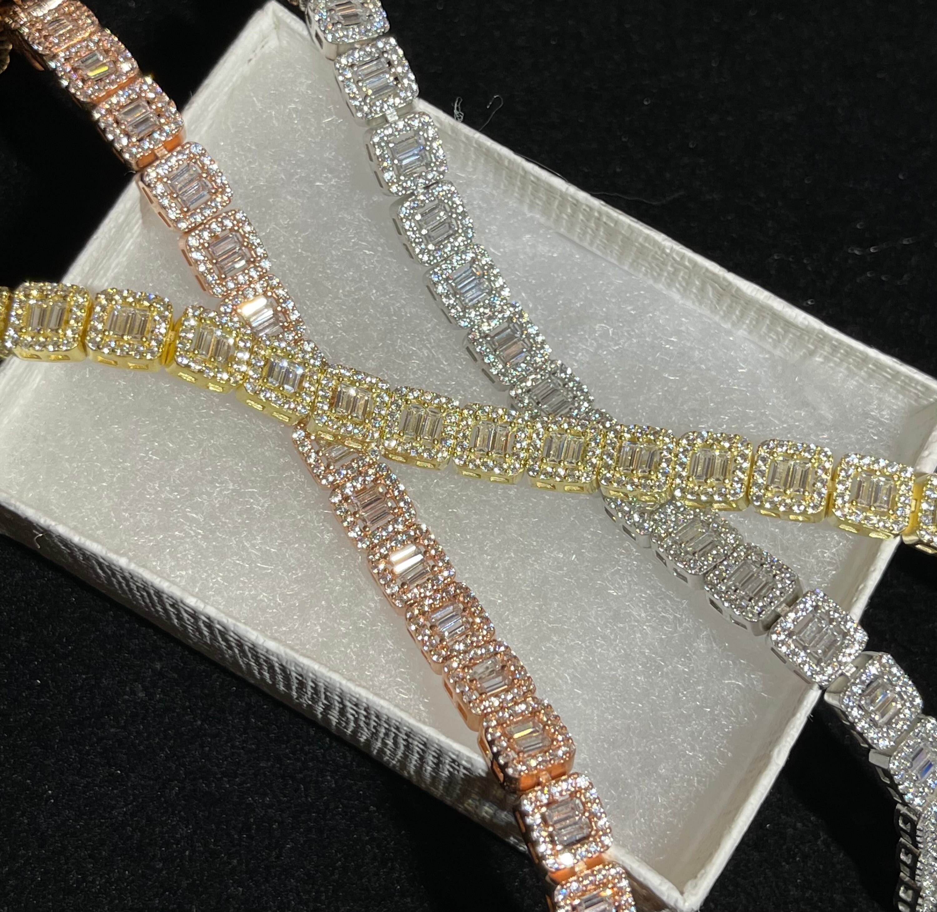 Women's 925 Sterling Silver Iced Out Square Baguette | Etsy