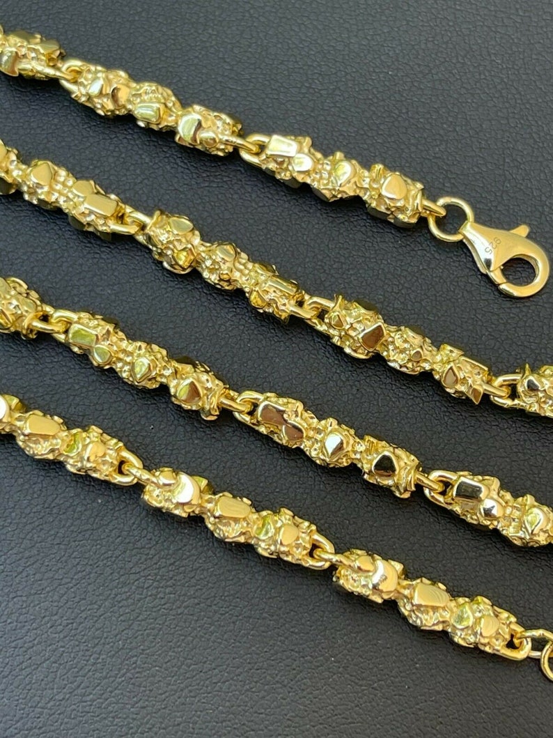 Men's Handmade 5.5mm Gold Over Sterling Silver Nugget Chain Necklace - Etsy