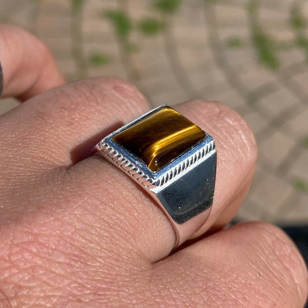 Tiger Eye Ring Men - Etsy