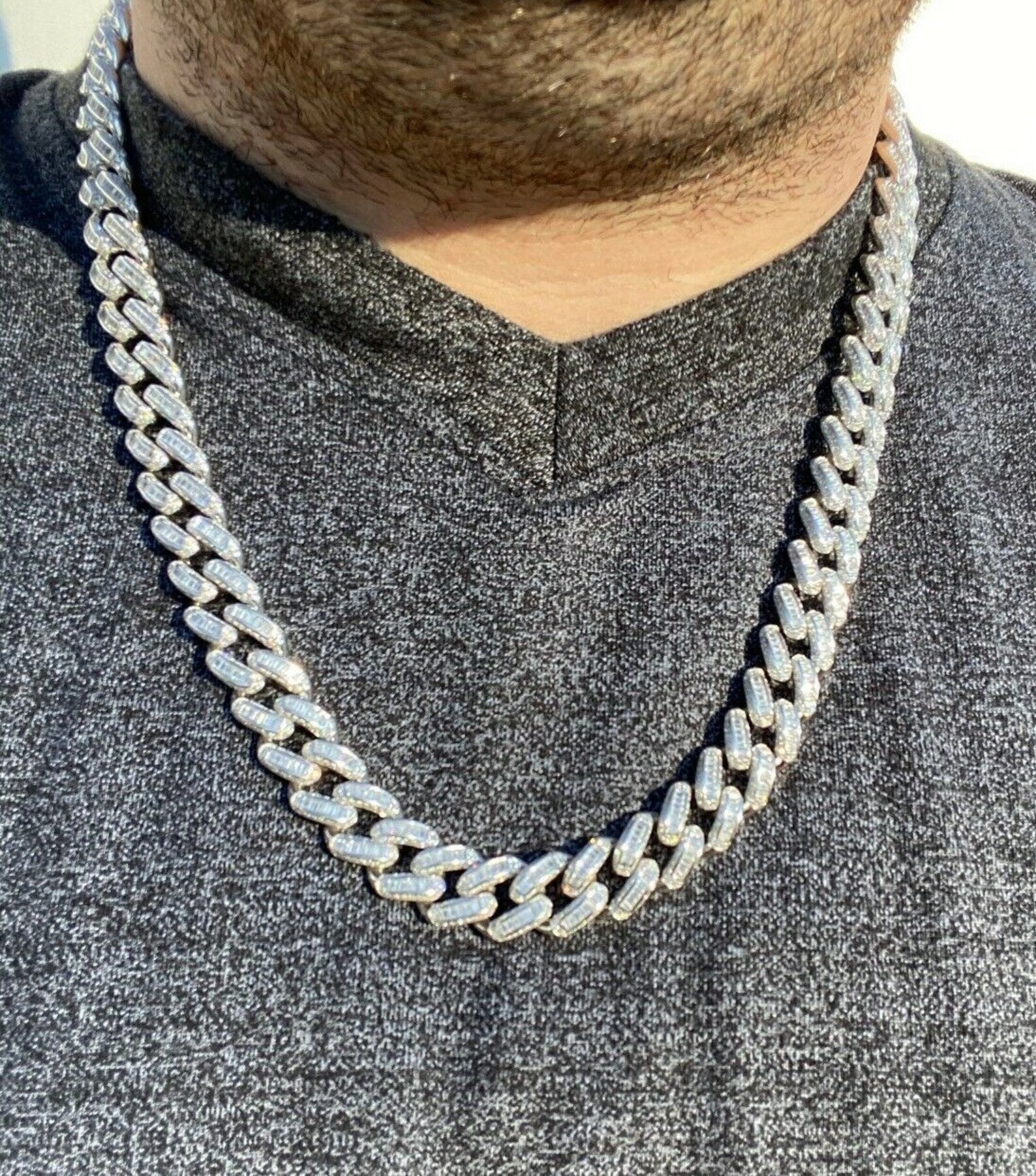 12mm Miami Cuban Link Chain SOLID 925 Sterling Silver Rhodium - Etsy
