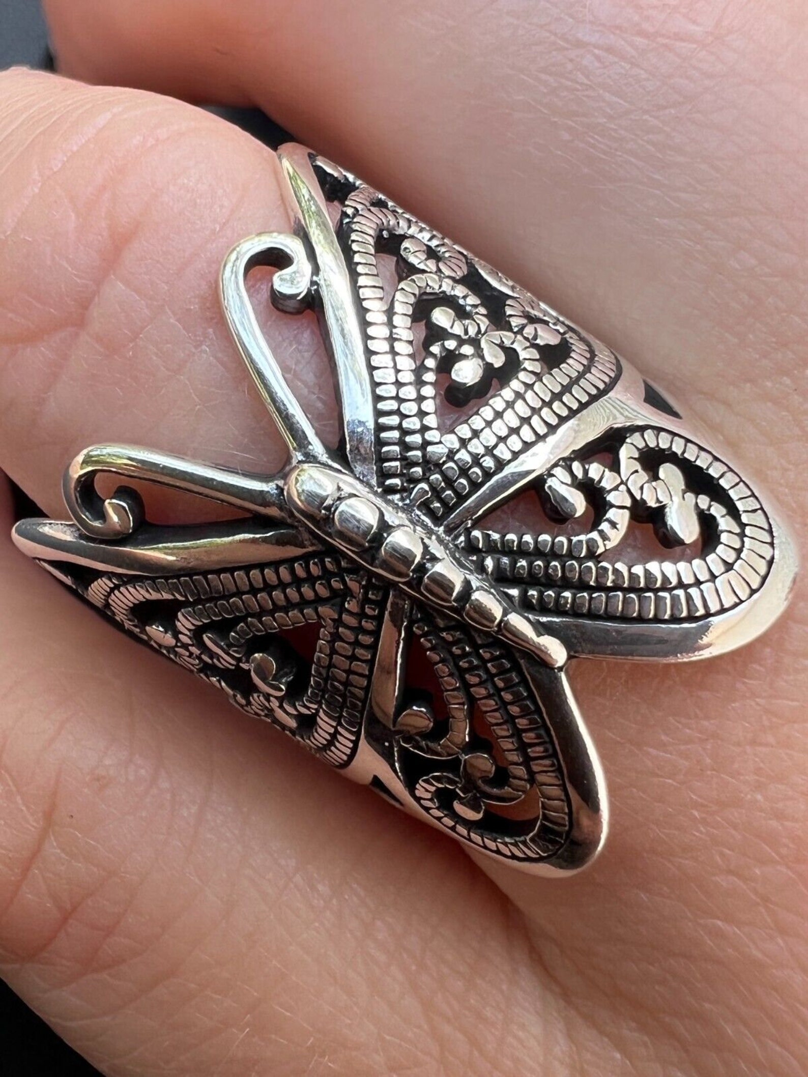 Women's Large Butterfly Ring Solid Oxidized 925 Sterling - Etsy