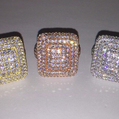 Super Iced Out Men's Custom Square Pinky Ring Simulated - Etsy