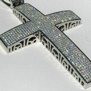 Iced Out Cross Pendant: Men's Solid Sterling Silver Hip Hop Jewelry - Etsy