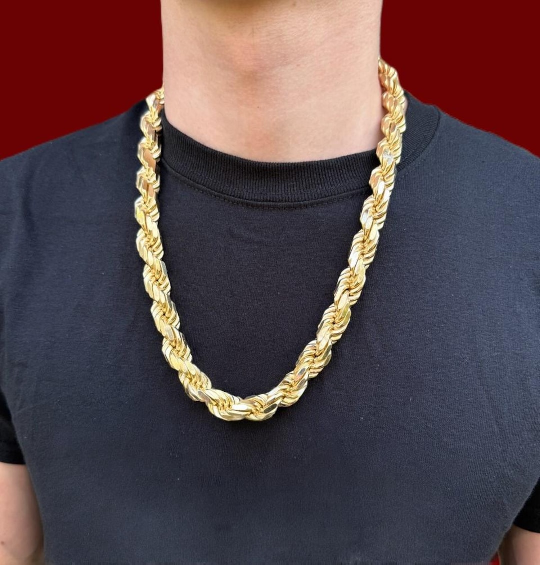 Heavy 14k Gold Vermeil Rope Chain, Sterling Silver Dookie Chain - Etsy