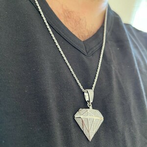 Custom Iced Out Diamond Shape Gem Bling Pendant 925 Sterling Silver ...