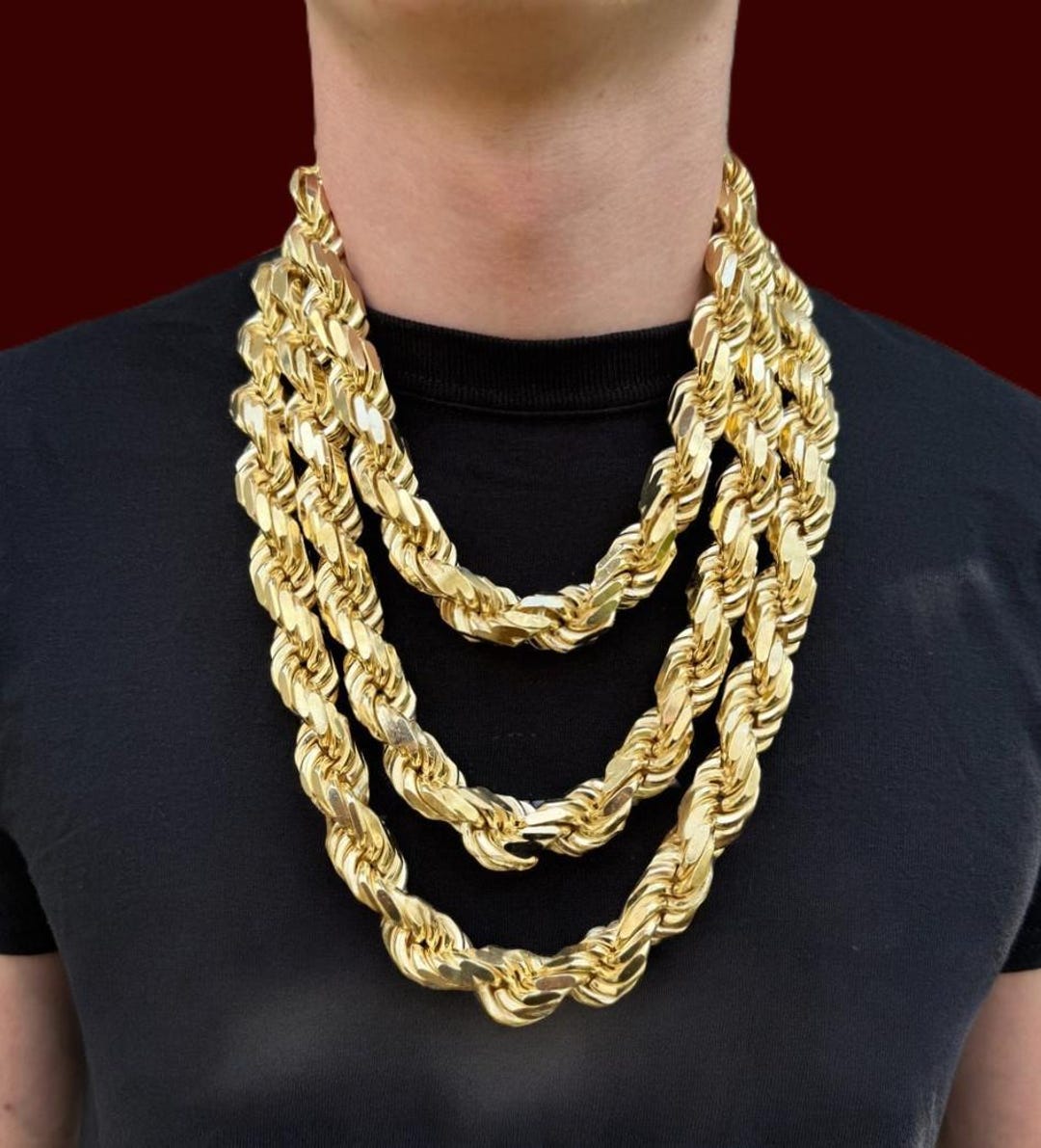 Massive 16.5mm Gold Vermeil Sterling Silver Rope Chain: Heavy Dookie ...