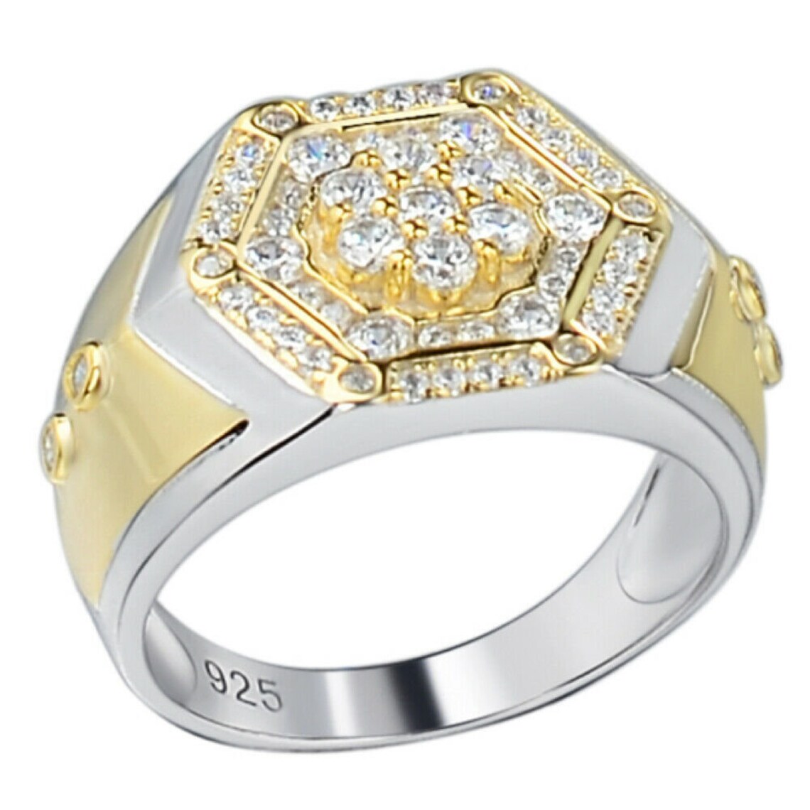 Men's custom made 925 sterling silver two tone gold/silver | Etsy