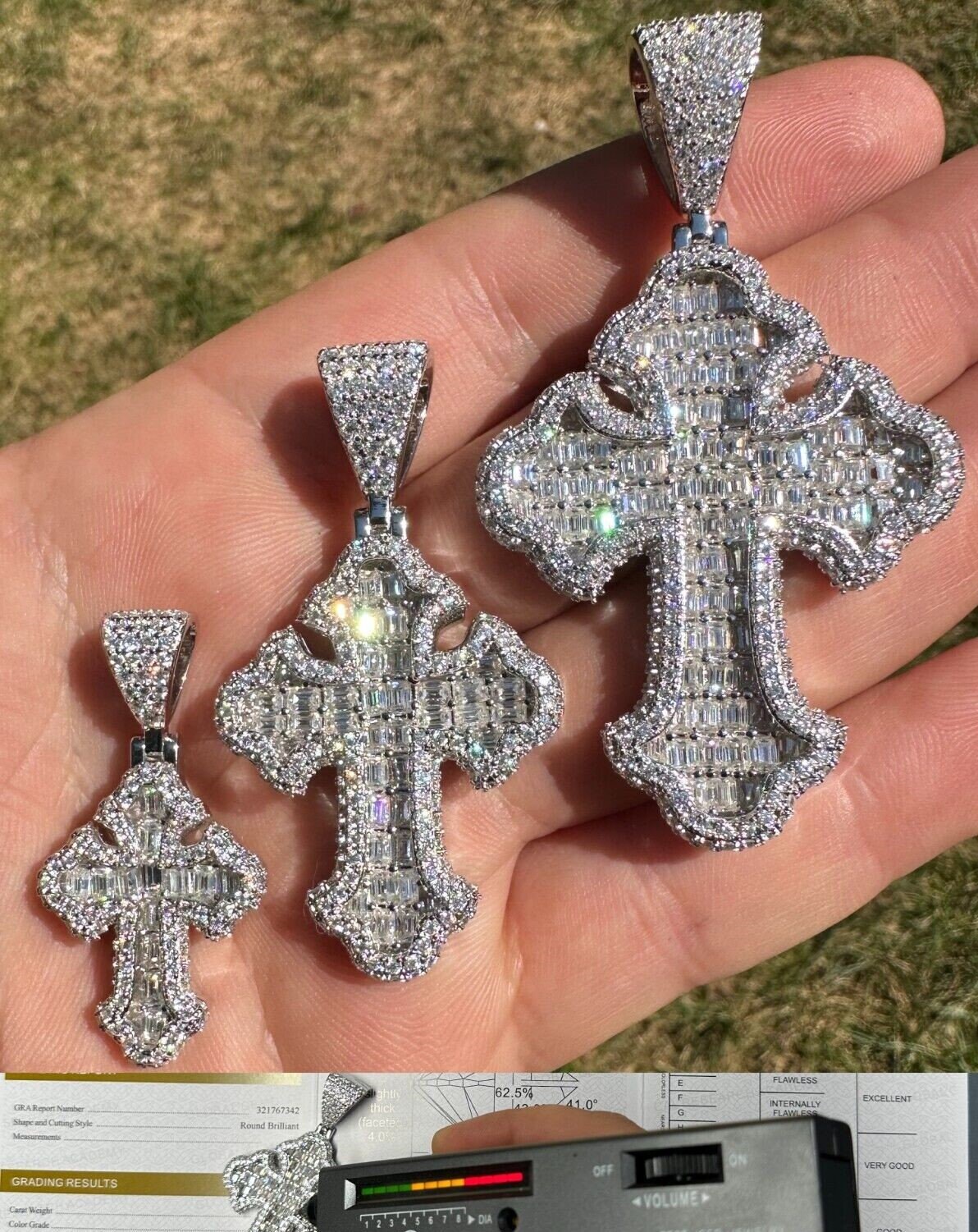 Iced Out Baguette Moissanite Gothic Cross Pendant: Sterling Silver - Etsy