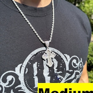 Iced Out Baguette Moissanite Gothic Cross Pendant: Sterling Silver - Etsy