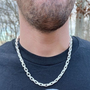 Men's 7.5mm HEAVY Angular Triangle Rolo Link Cable Chain Necklace 18 ...