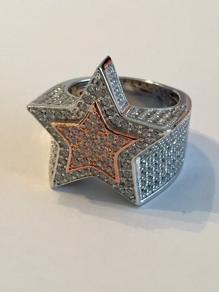 Custom Handmade 3-D Star Hip Hop Pinky Ring Solid 925 Sterling - Etsy