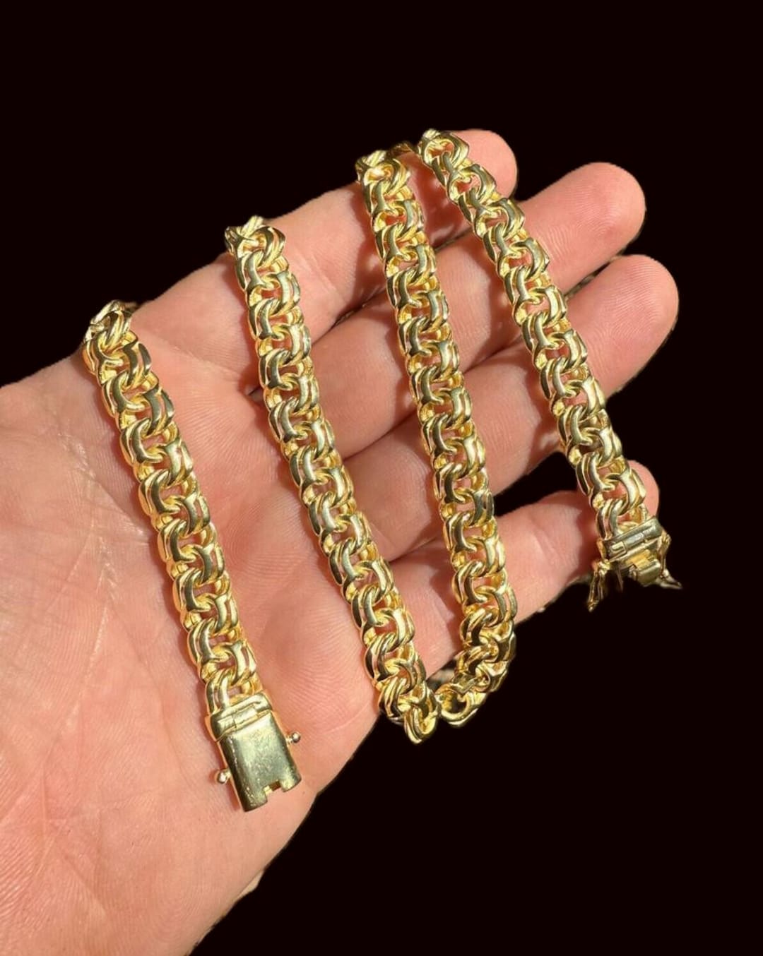 Men's 14k Gold Vermeil Bismarck Chain Necklace, 925 Sterling Silver - Etsy