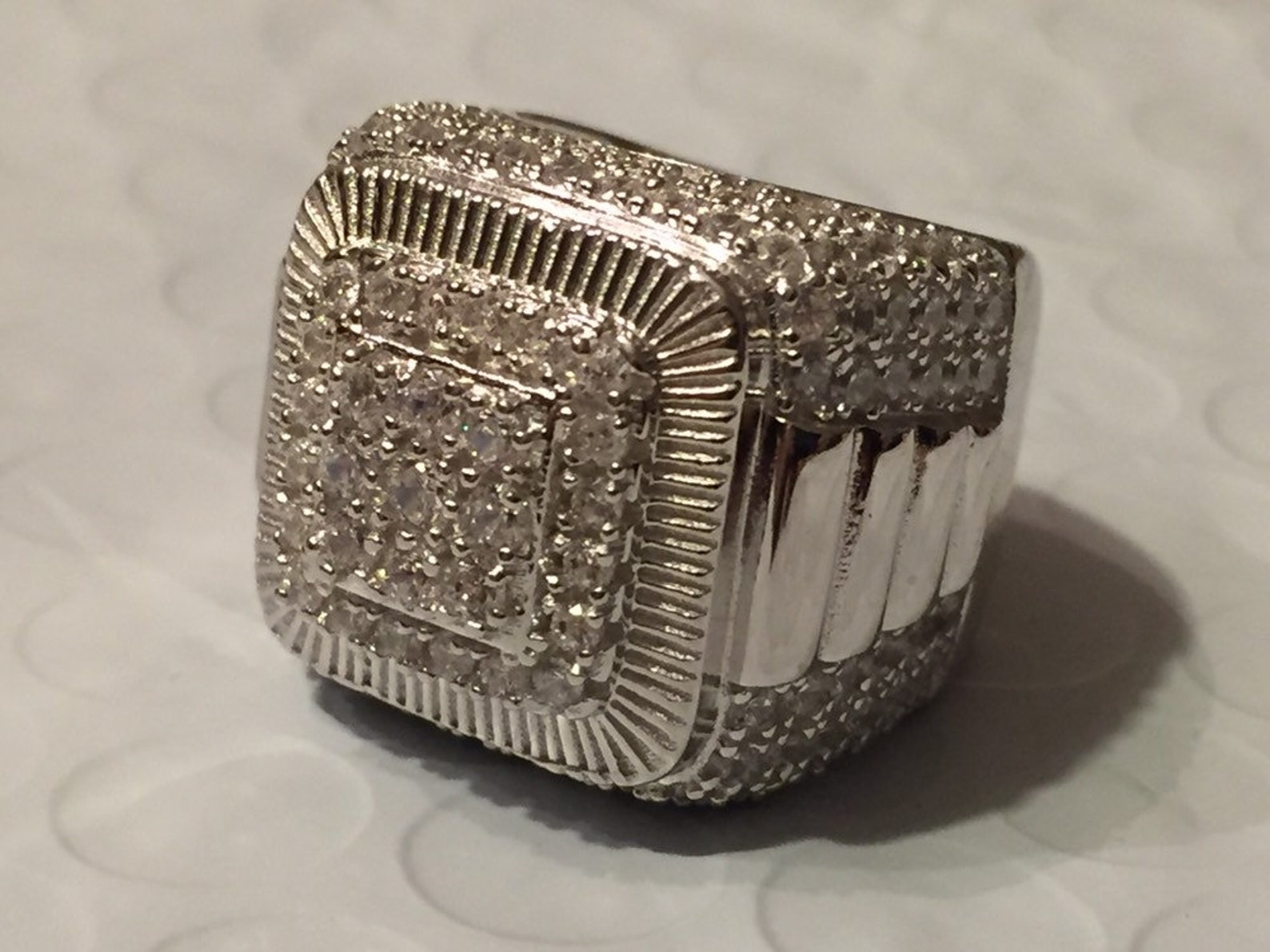 Super Iced Out Men's Custom Square Pinky Ring Simulated - Etsy