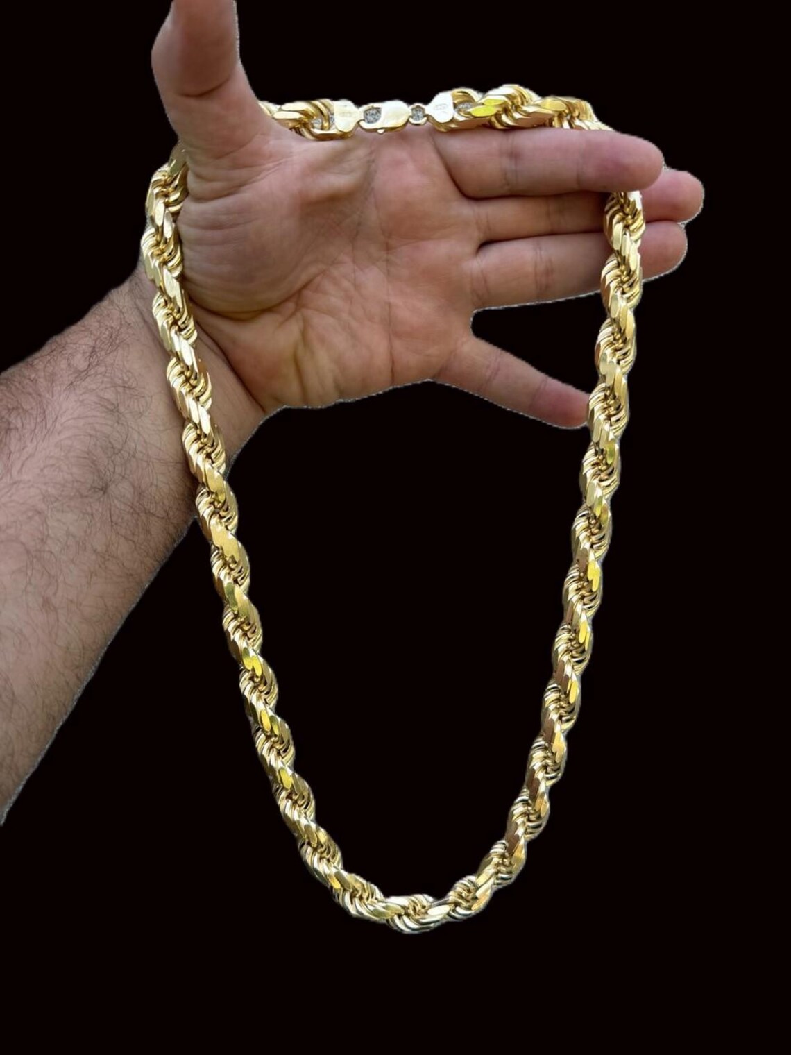 Heavy 14k Gold Vermeil Rope Chain, Sterling Silver Dookie Chain - Etsy
